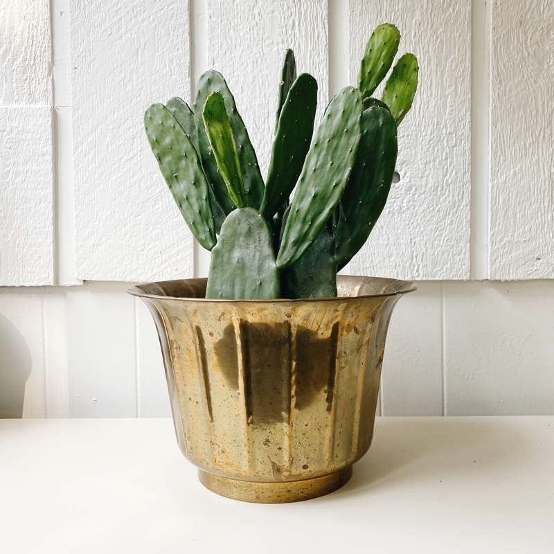 Large vintage brass planter | carousel + folk Large vintage brass planter | carousel + folk